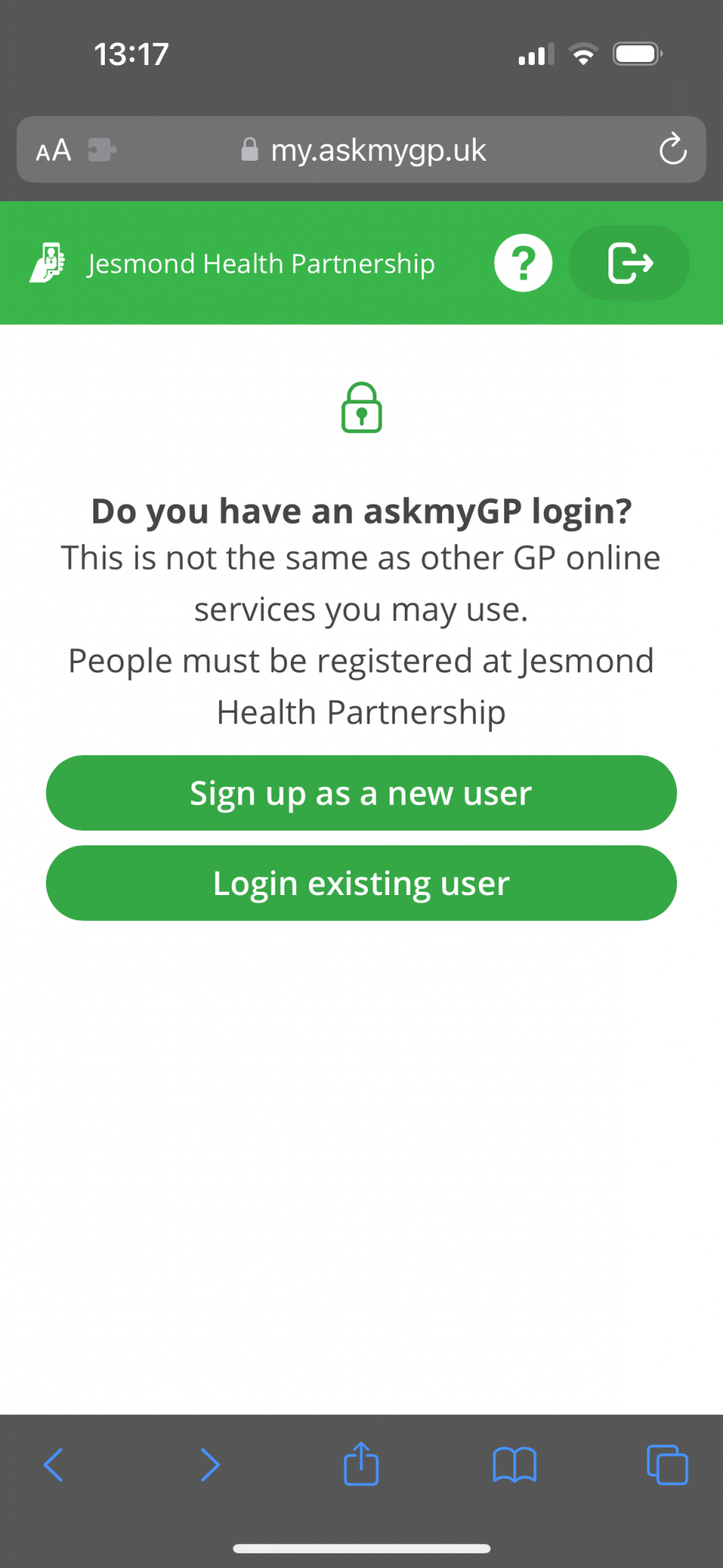 askmyGP: Sending a request on a smartphone – Jesmond Health Partnership