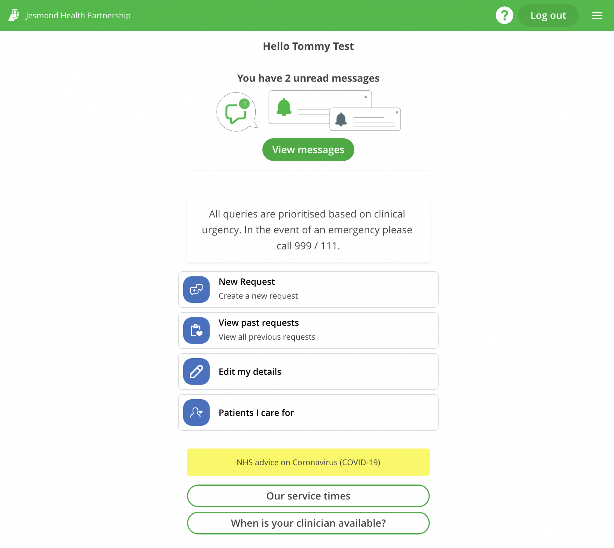 askmyGP: Sending a request on a computer – Jesmond Health Partnership