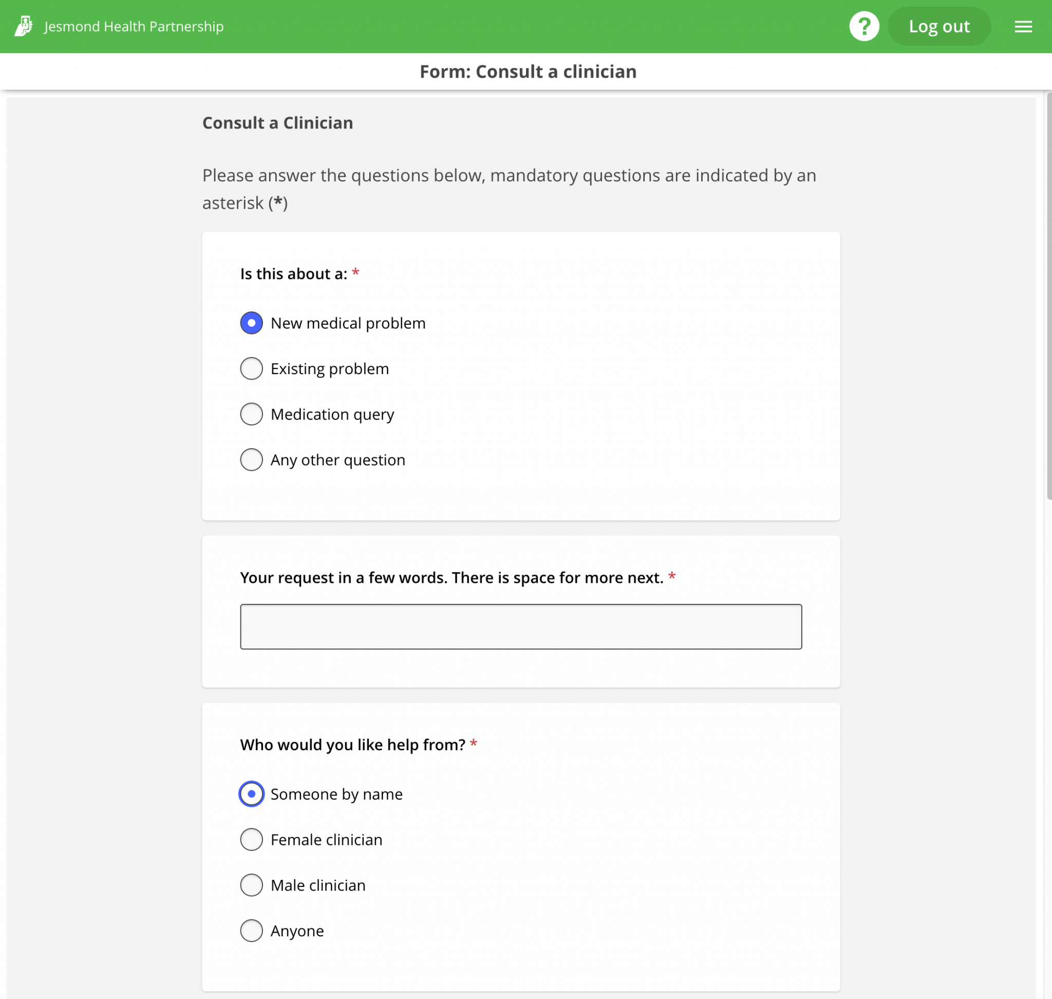 askmyGP: Sending a request on a computer – Jesmond Health Partnership