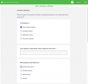 askmyGP: Sending a request on a computer – Jesmond Health Partnership