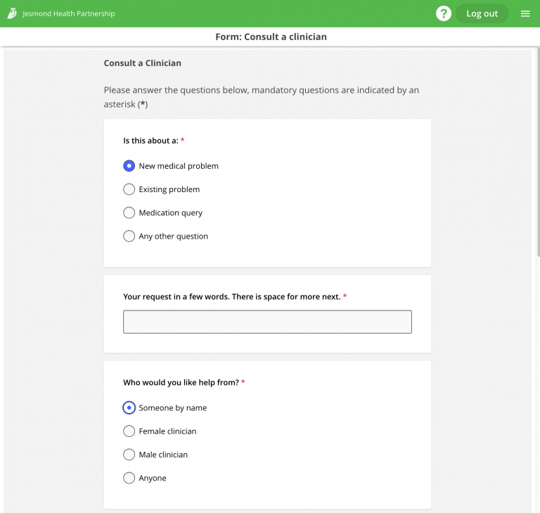 askmyGP: Sending a request on a computer – Jesmond Health Partnership
