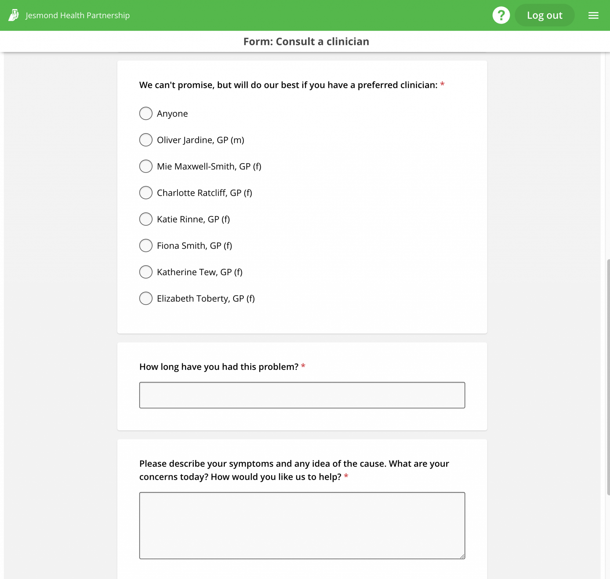 askmyGP: Sending a request on a computer – Jesmond Health Partnership